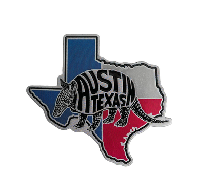 Austin, Texas Map Shape with Armadillo Magnet - Scruffy's Souvenirs ...