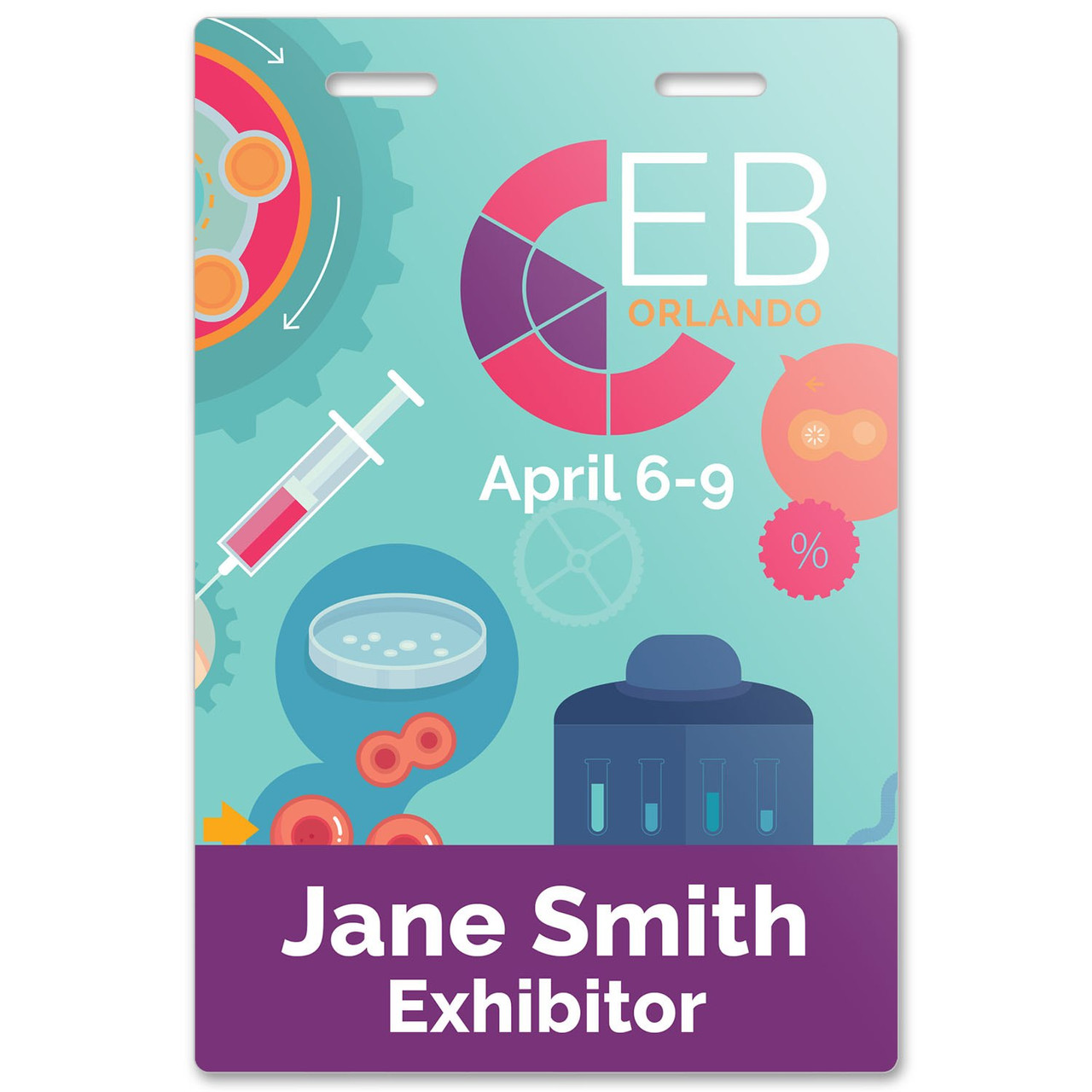 Full Color ID Badge - 4" x 6", Double Attachments - SS-Ink
