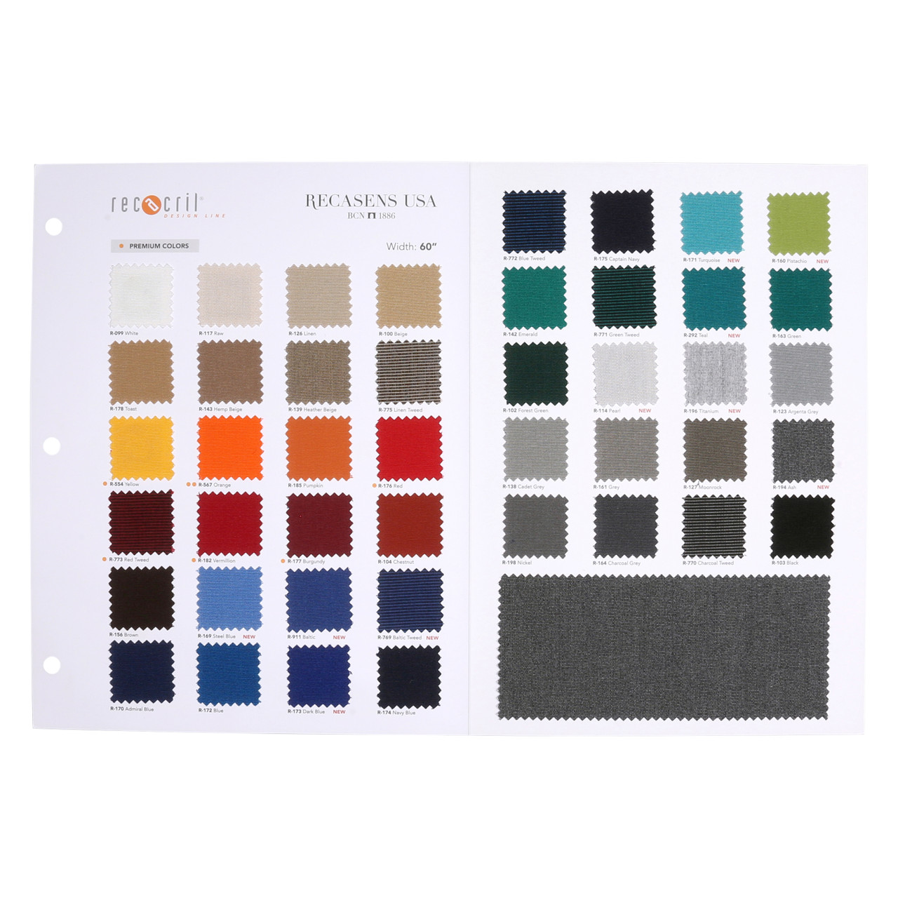 RECACRIL 34 COLOR BOOKLET CHART - Vinyl Fabric Shop