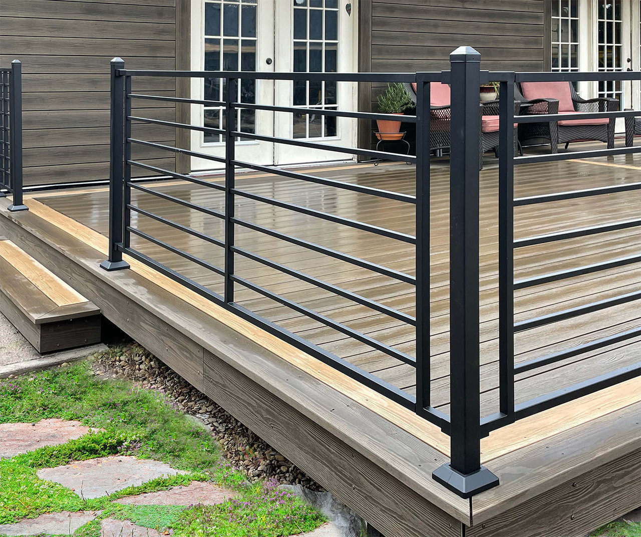 Exterior Railing - Horizontal Railing - Fortress Fe26 AXIS - Railing-Pro