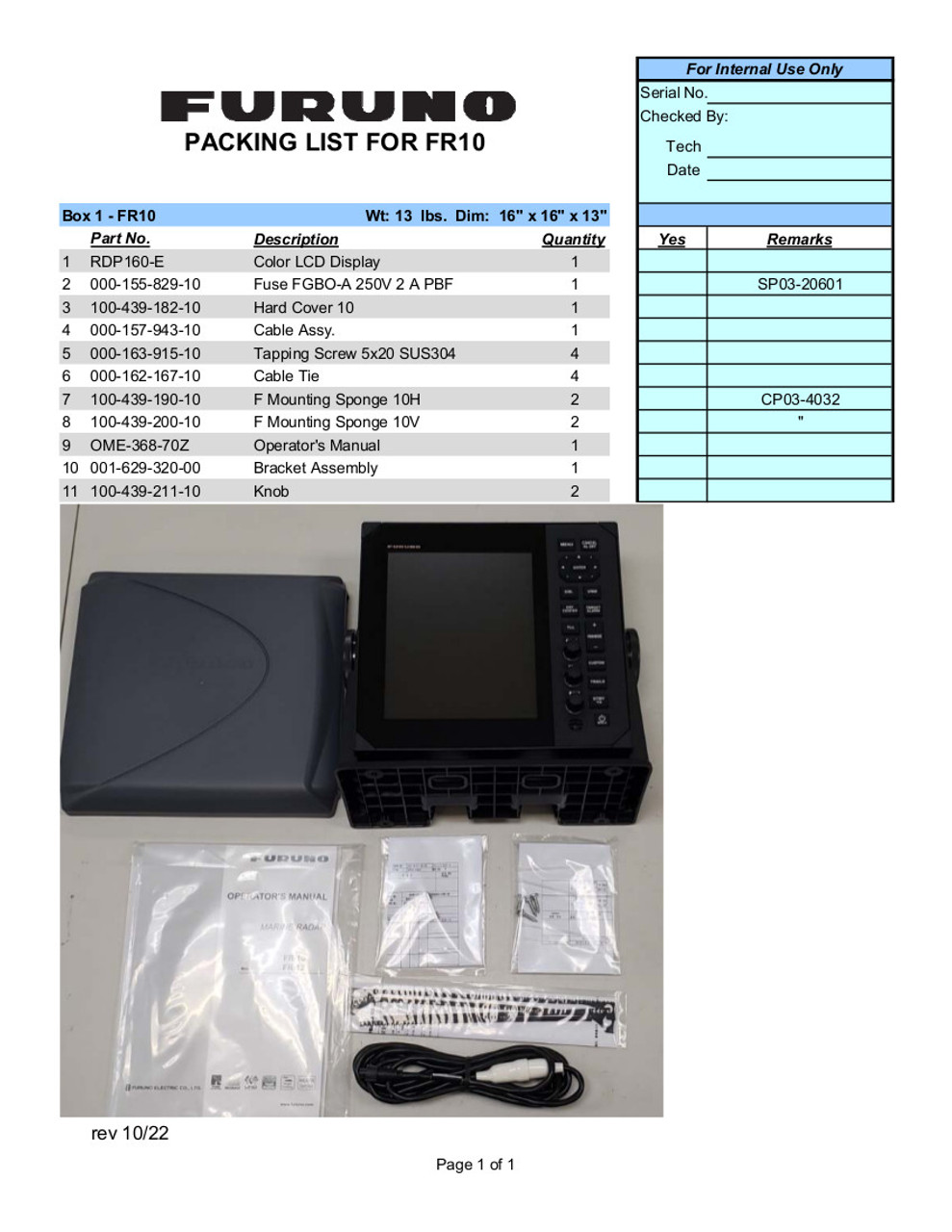 Furuno Fr-10 Color Lcd Marine Radar Display - 10" - Trionics