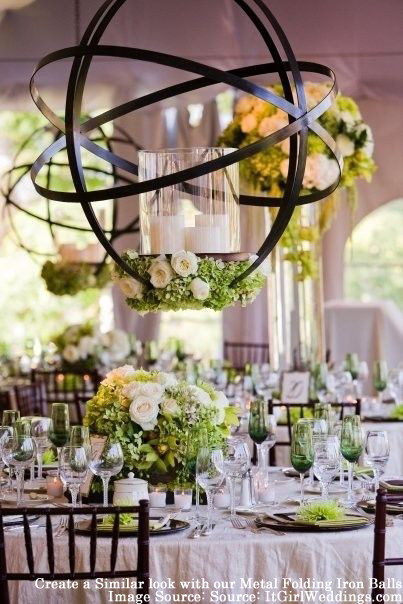 Gold Metal Garden Sphere, Hanging Floral Frame | Indoor/Outdoor Folding ...