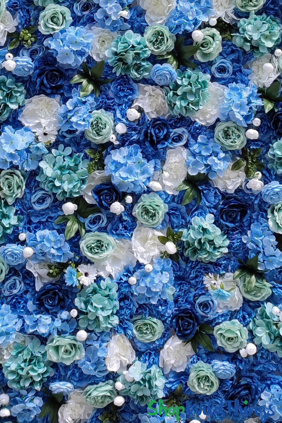 Blissful Blue/White Premium Floral Backdrop Wall | ShopWildThings.com
