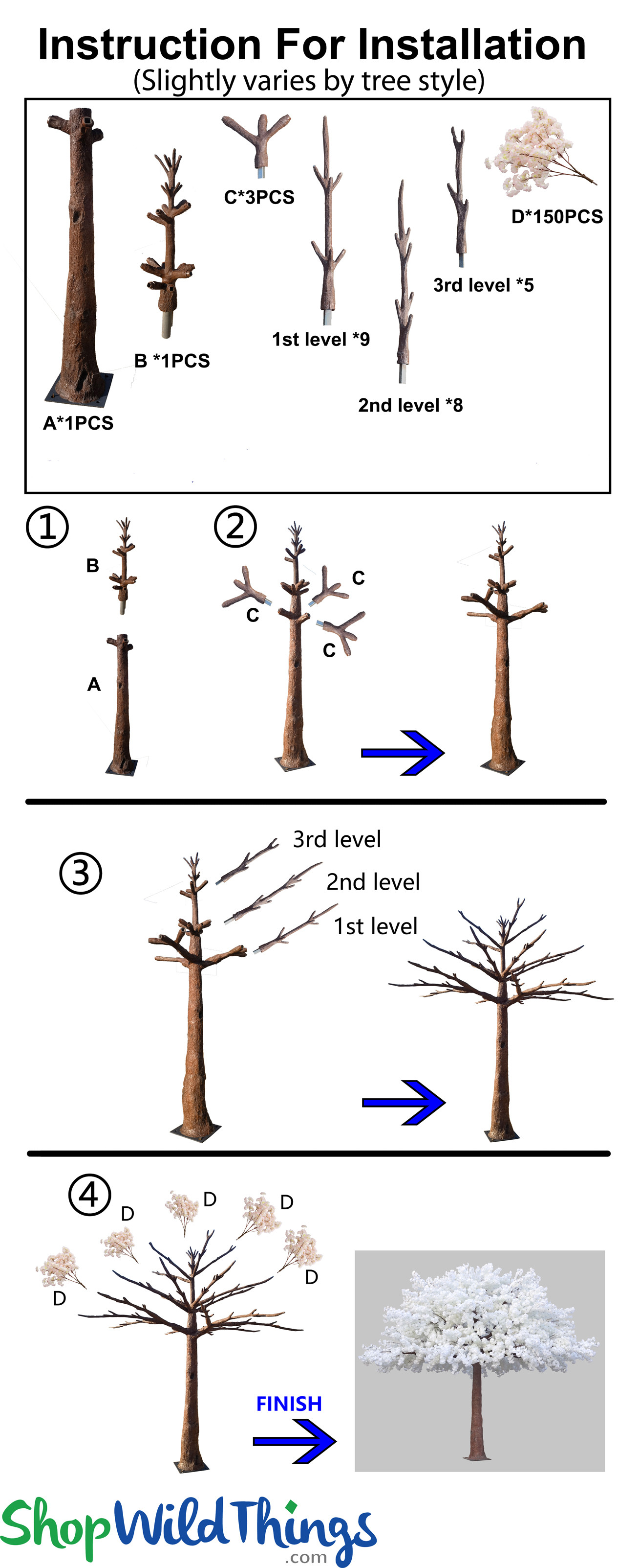 Super Sized Artificial Custom Tree 16’ Tall | Giant Event Tree with ...
