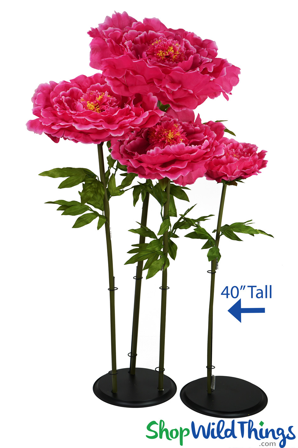 Giant Fuchsia Pink Long Removable Stem Silk Peonies | Wedding & Event ...