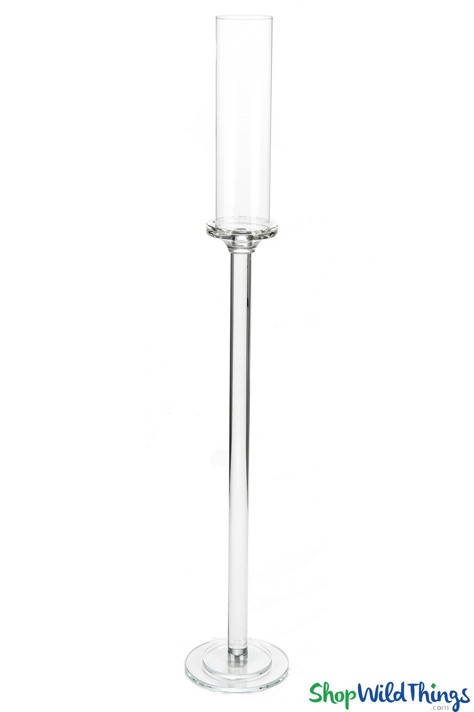 Bold Crystal Glass Single Stem Pillar, Taper Candle Holder 39 1/2" Tall