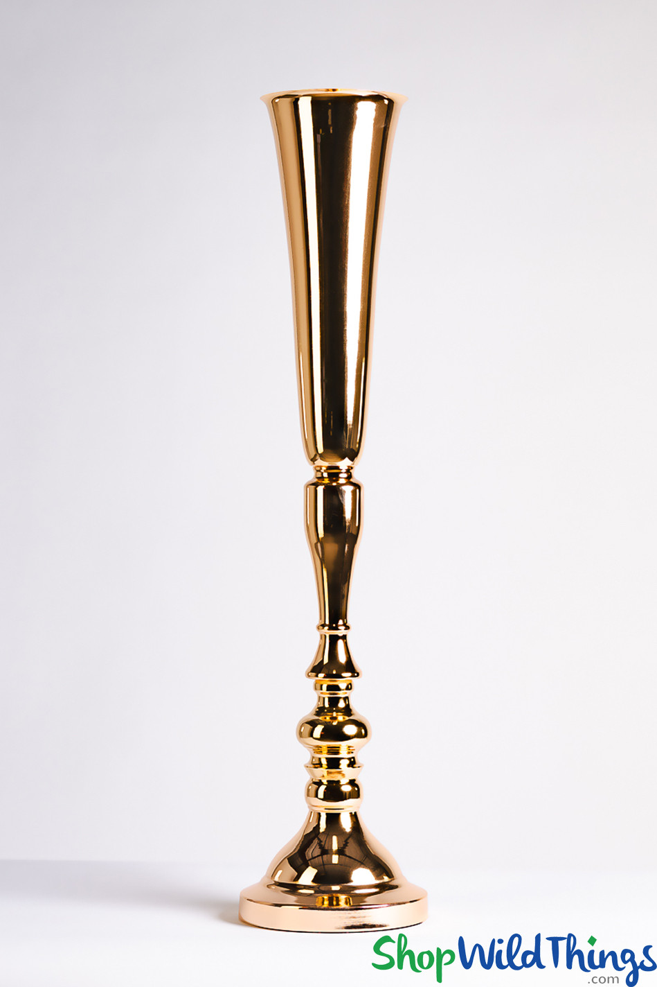 Large Metallic Gold Metal Trumpet Centerpiece Vase 32 1/2" Tall ...