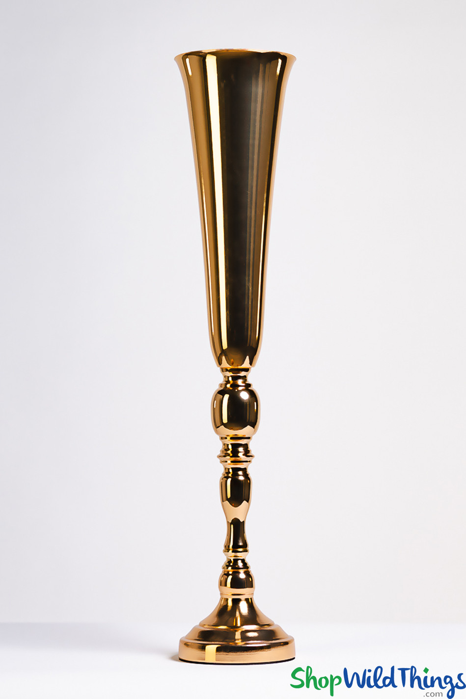 Large "Le Fou"Metallic Gold Metal Trumpet Centerpiece Vase 28" Tall ...