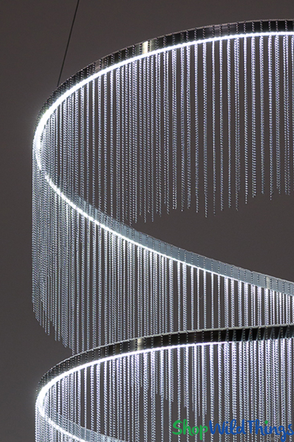 Infinity Silver Chain Swirl LED Chandelier, White - ShopWildThings.com