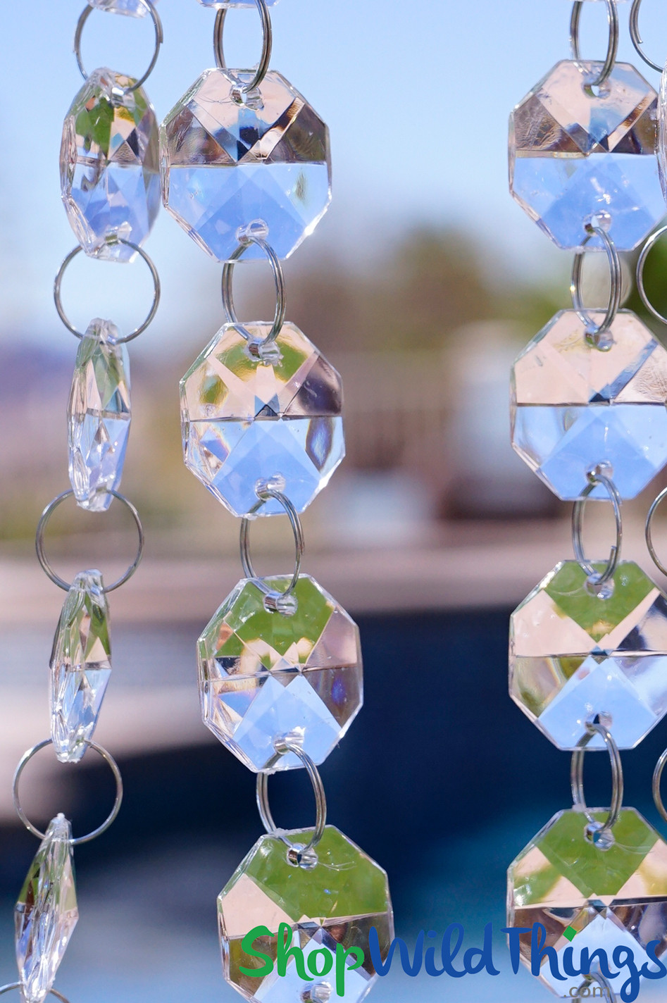 Faceted Clear Octagon Acrylic Bead Strands 30-Foot