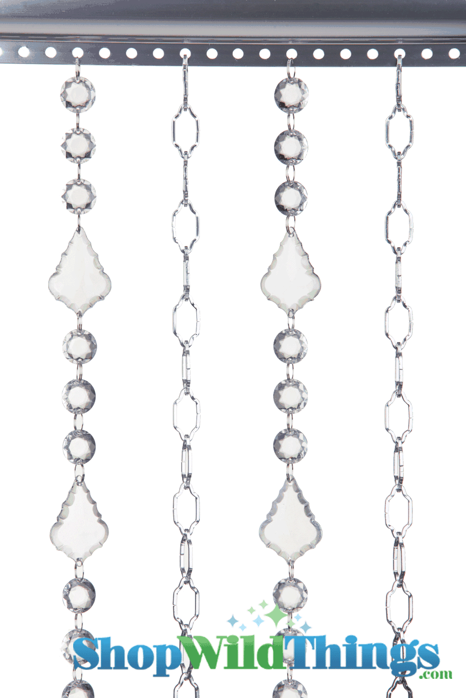 Geometric Trend Beaded Curtain Luxury 3' x 6' Silver and Crystal Design ...