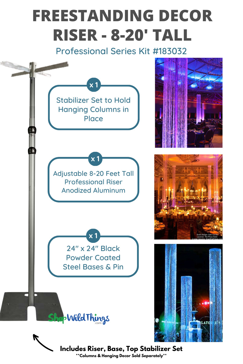 Riser Stand for Crystal Columns - Riser Stand Base 20 Feet Tall