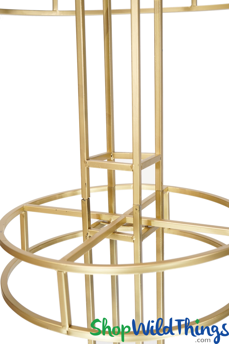 Gold Metal Floral Riser Stand with 2 Tiers of Circles on Top Hightower