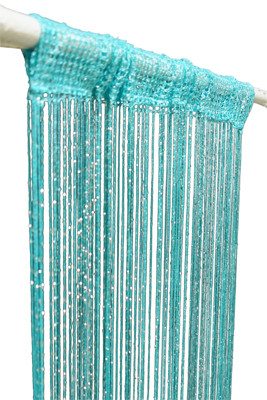 Turquoise String Curtain with Metallic Silver Threads | 3'W x 6.5'L ...