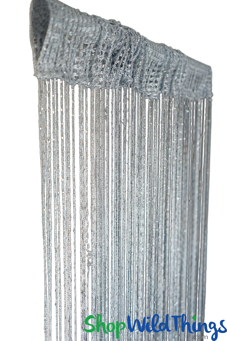 Silver Gray String Curtain with Metallic Silver Threads | 3'W x 6.5'L ...