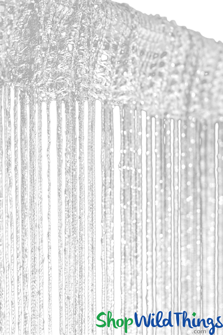 White String Curtain with Metallic Silver Threads | 3'W x 6.5'L ...