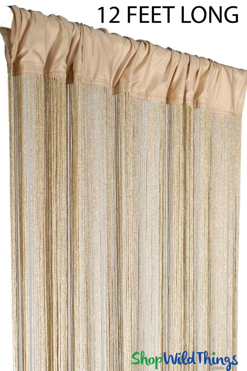 Gold Metallic Lurex String Fringe Curtains | ShopWildThings.com