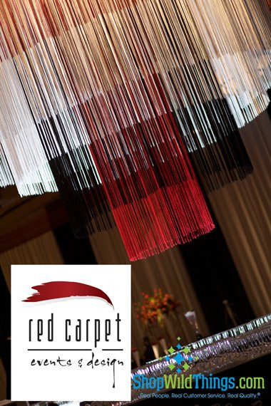 Red String Curtains 12 Feet Long, Event Fringe Drapes Extra Long