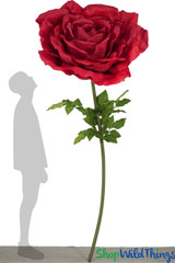 Red Life-Sized Giant Silk Roses with Removable Stem