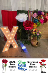 Red Life-Sized Giant Silk Roses with Removable Stem