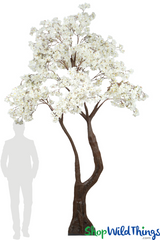 White Artificial Flowering Oversized Tree with Buds, 10 Feet Tall