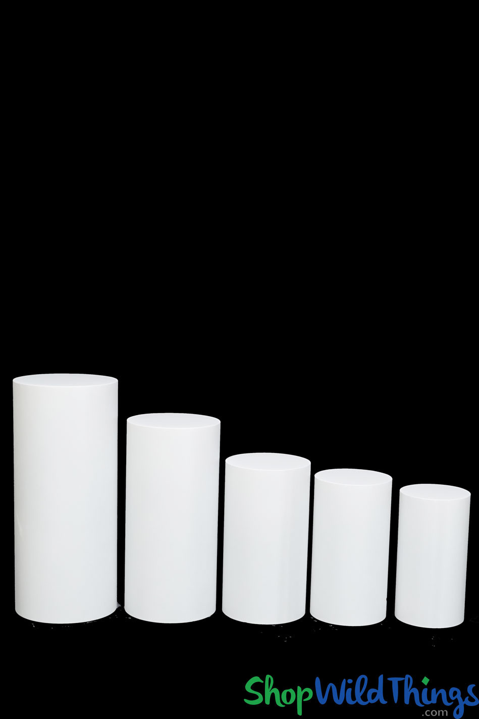 White Plinth Metal Cylinder Display Risers 5Pc Set | ShopWildThings.com