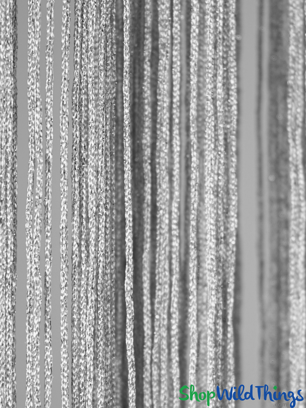 Silver Metallic Lurex String Fringe Curtains 3' x 12' Rayon