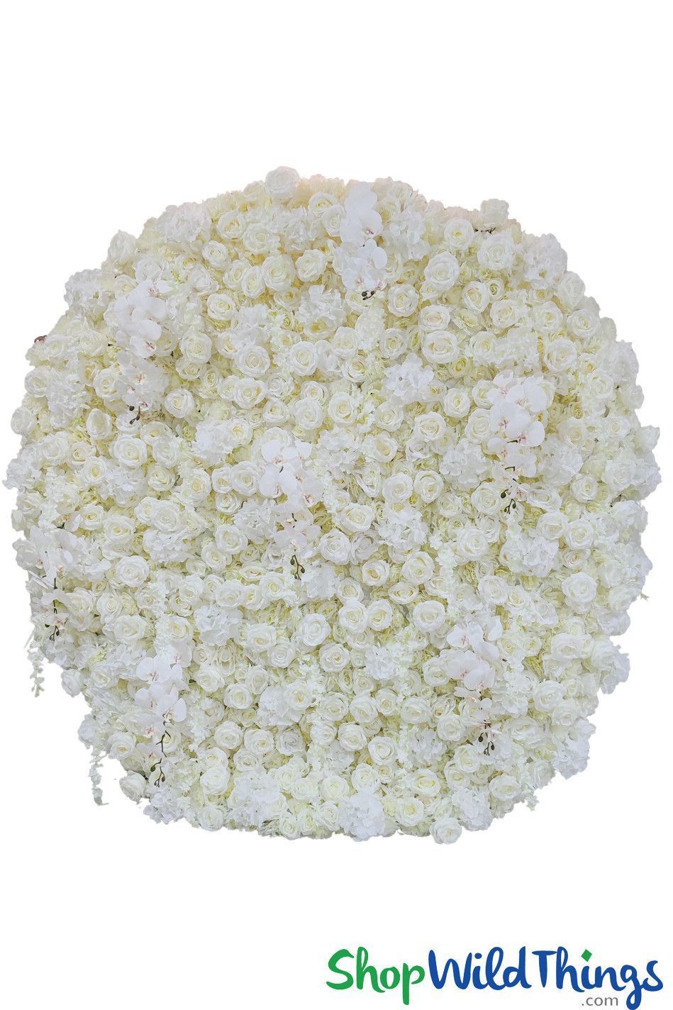 Round White & Cream Super Premium Flower Wall Kit that includes Orchids ...