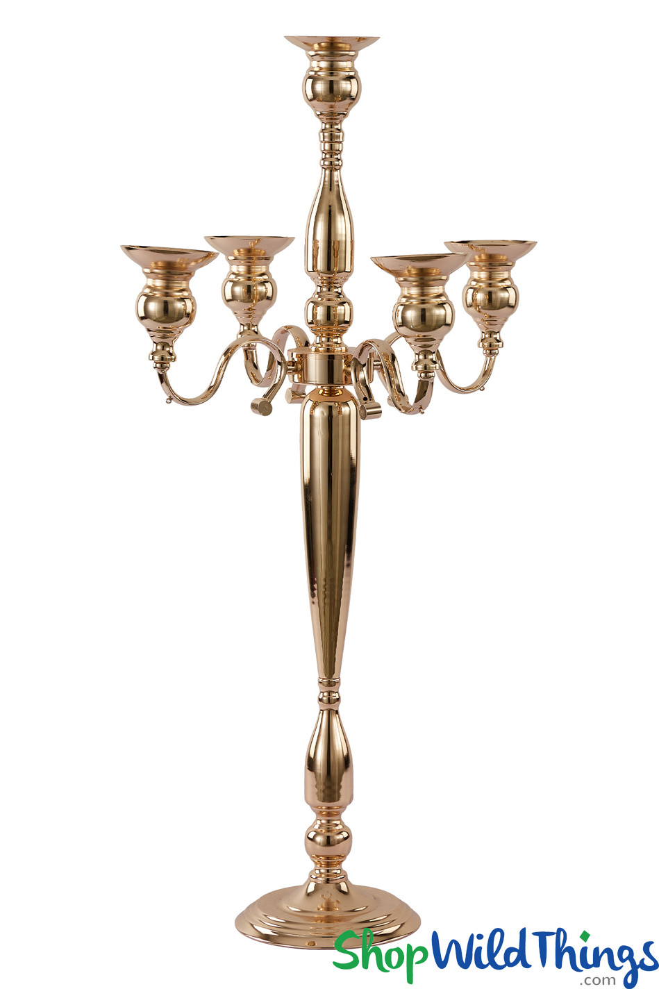Gold 5 Arm Candelabra 33" Tall | ShopWildThings.com