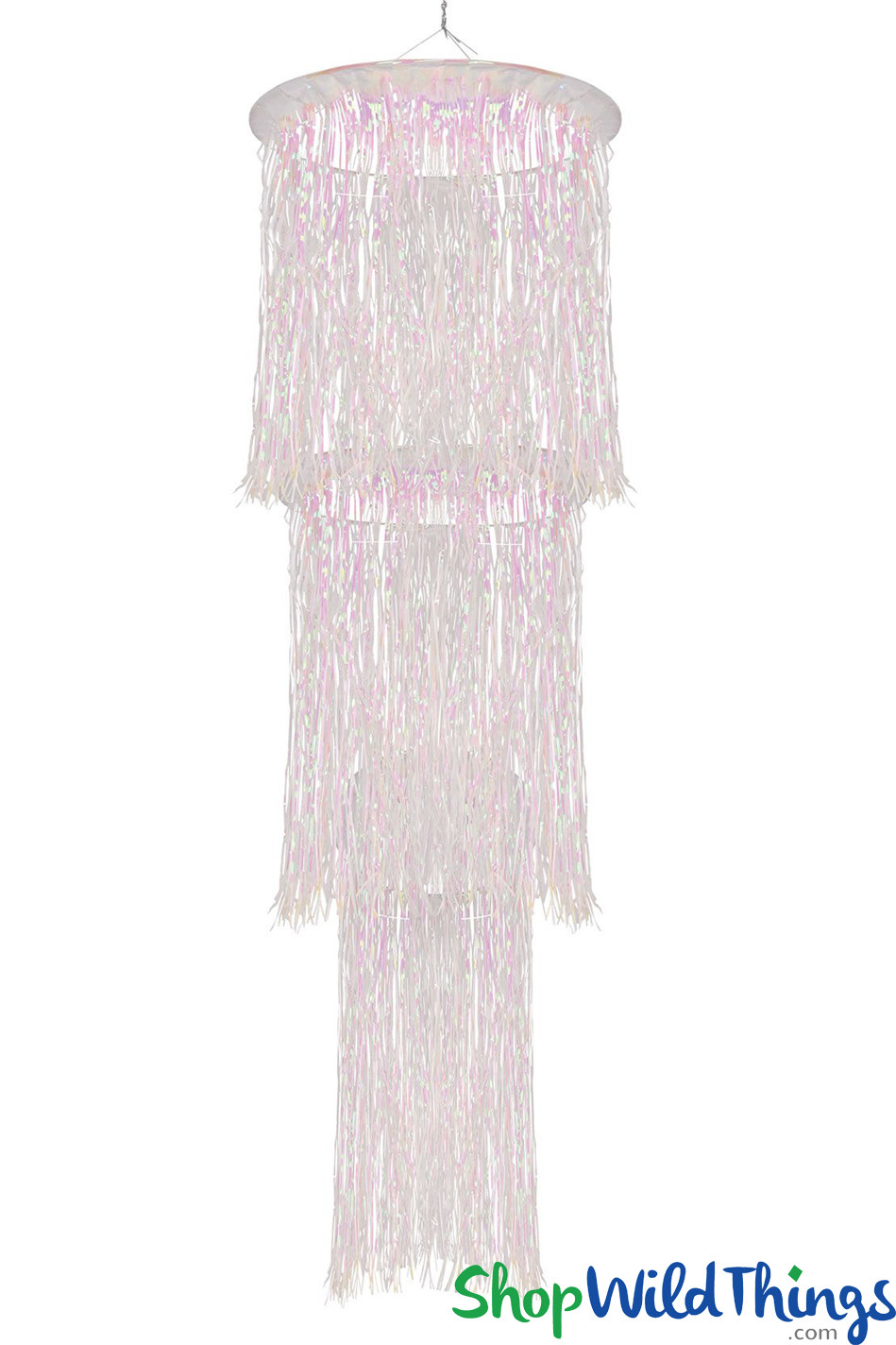 Party Decoration 4' Long, 3 Tier Iridescent Foil Fringe Chandelier ...