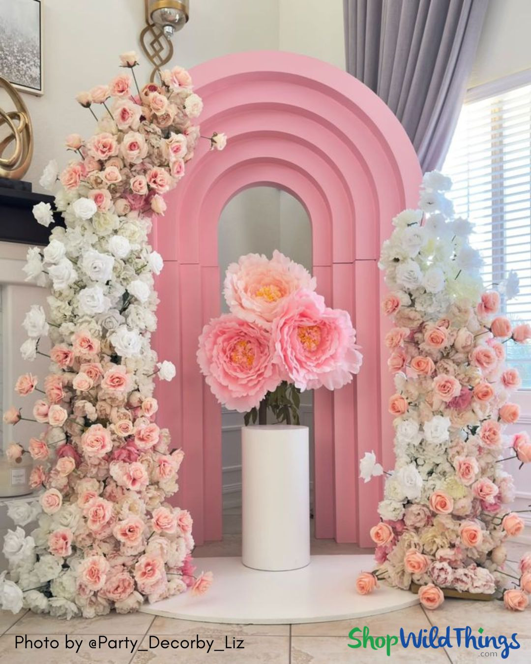 Huge Blush Pink Silk Peonies 44"H x 14"W | Removable Stem