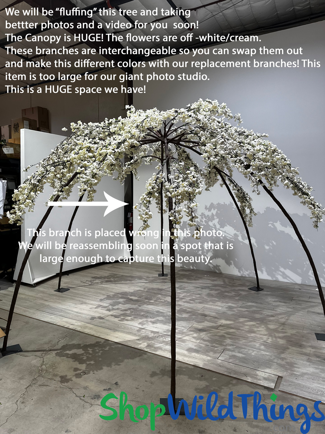 Ivory Cherry Blossom Floral Canopy Gazebo Structure Tree, 8.5' Tall ...