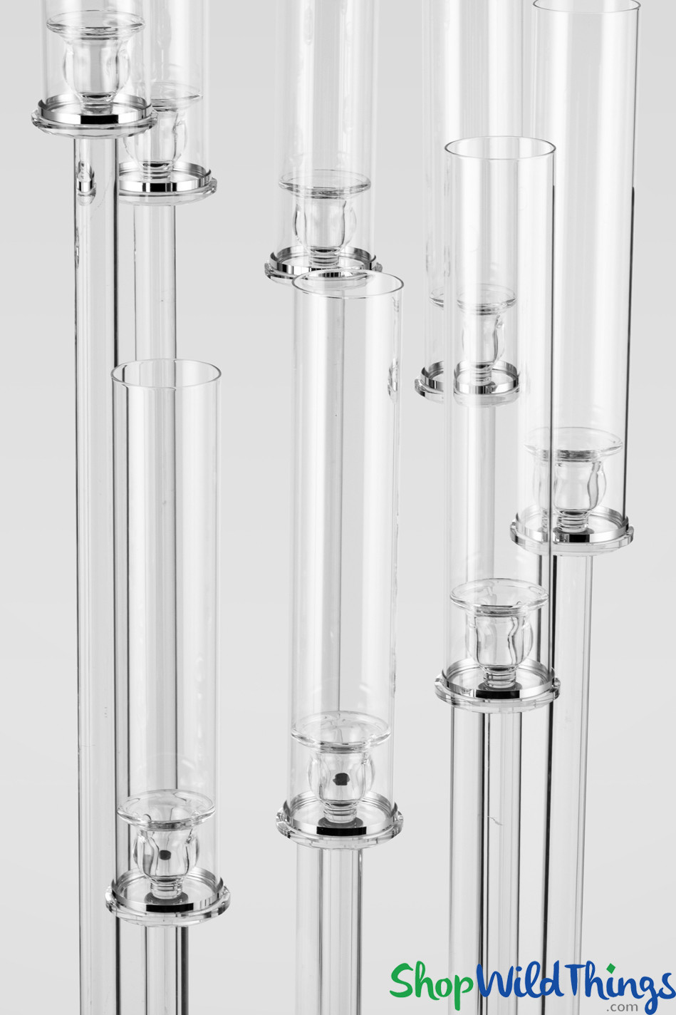 Crystal Round Spiral Glass Cluster Candelabra w/ 8 Glass Hurricane ...