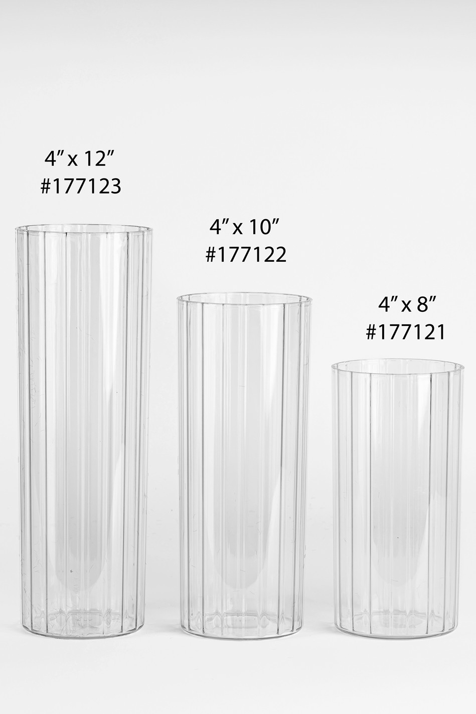 High Quality Fluted Acrylic Cylinder Vase | Clear 9.5"H ...