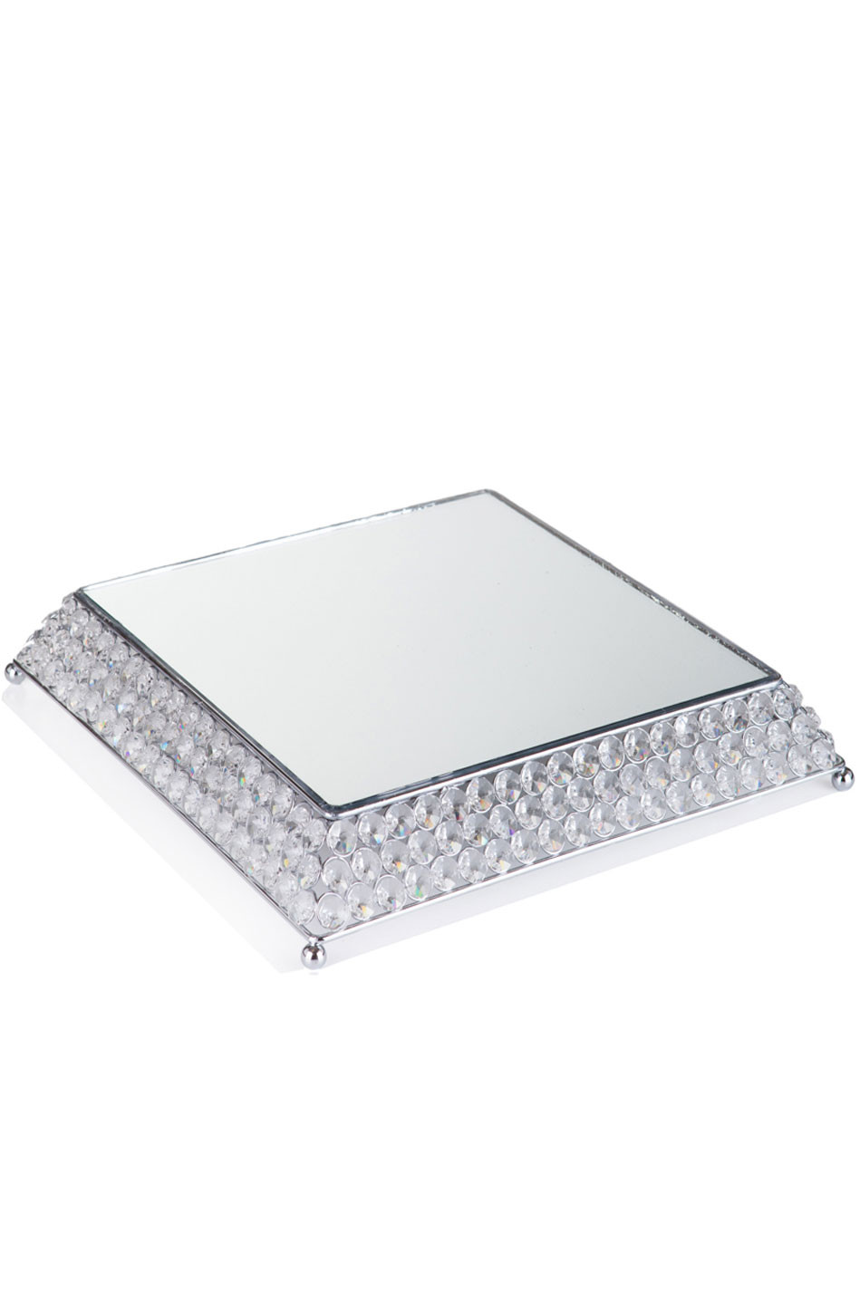 Silver Beaded Crystal Cake Pedestal & Riser - 27"