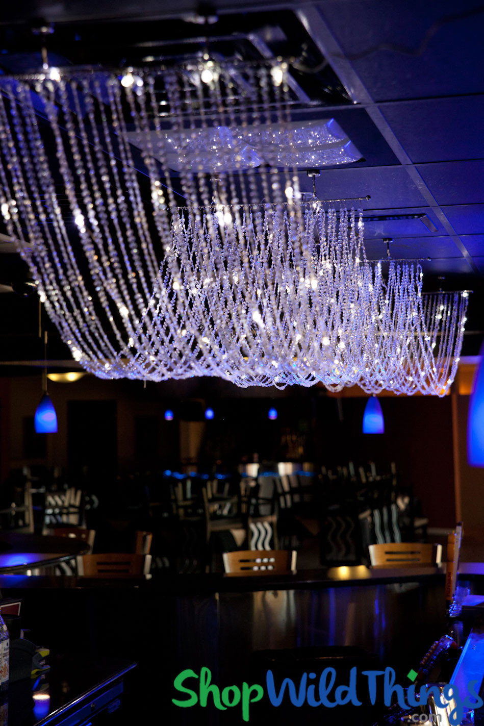 Diamonds LED Ceiling Drape Canopy 15' with 30 Bead Strands - ShopWildThings