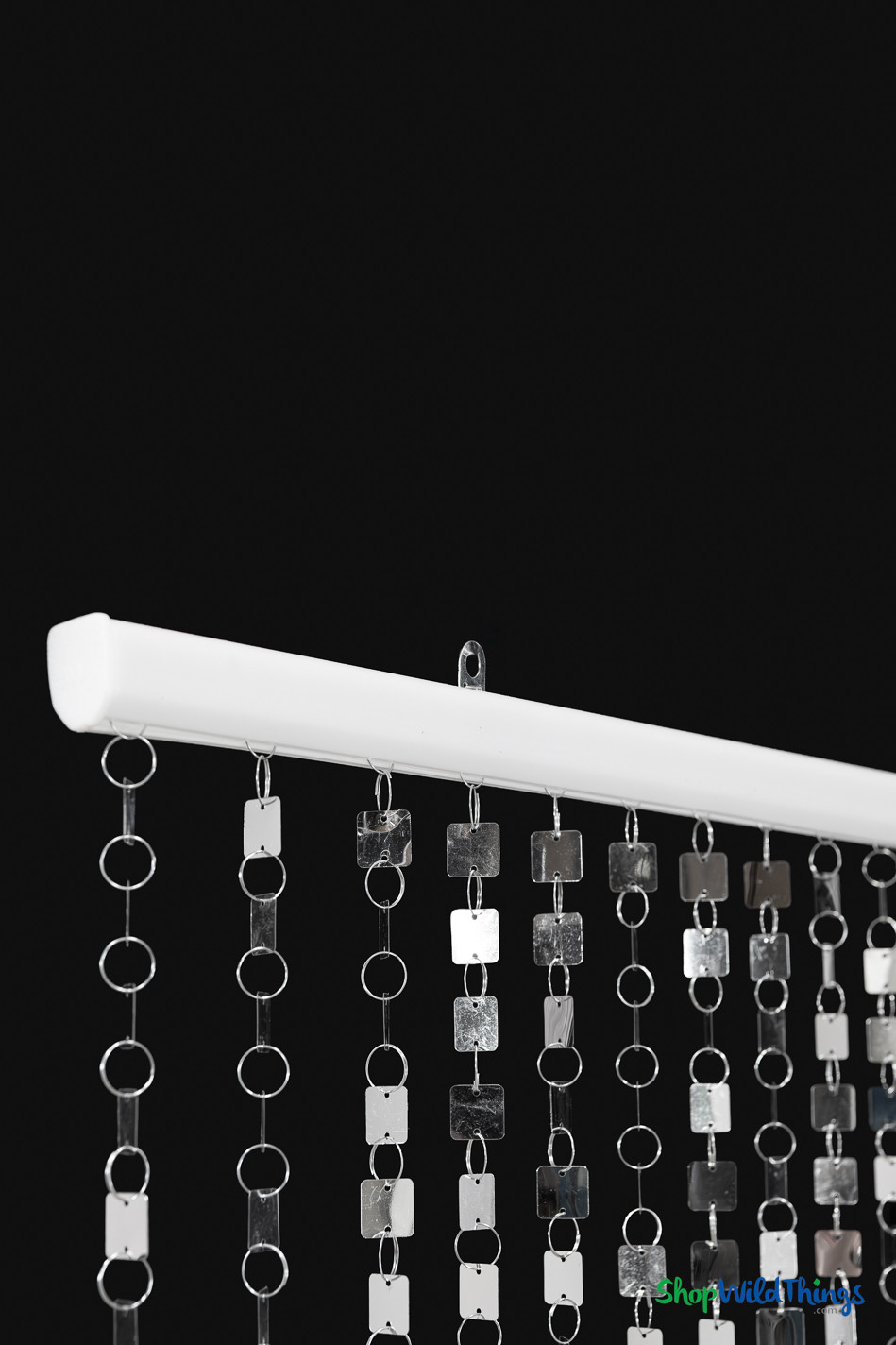 Silver Metallic Squares 12' Long Shimmy Party Curtain - ShopWildThings.com