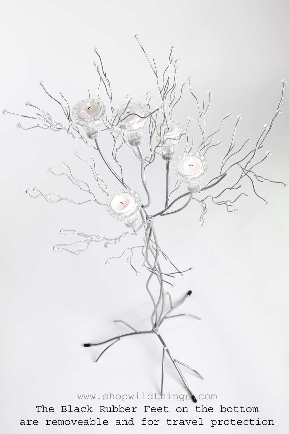 Metal Candle Tree 36" Silver Candle Holder | ShopWildThings.com