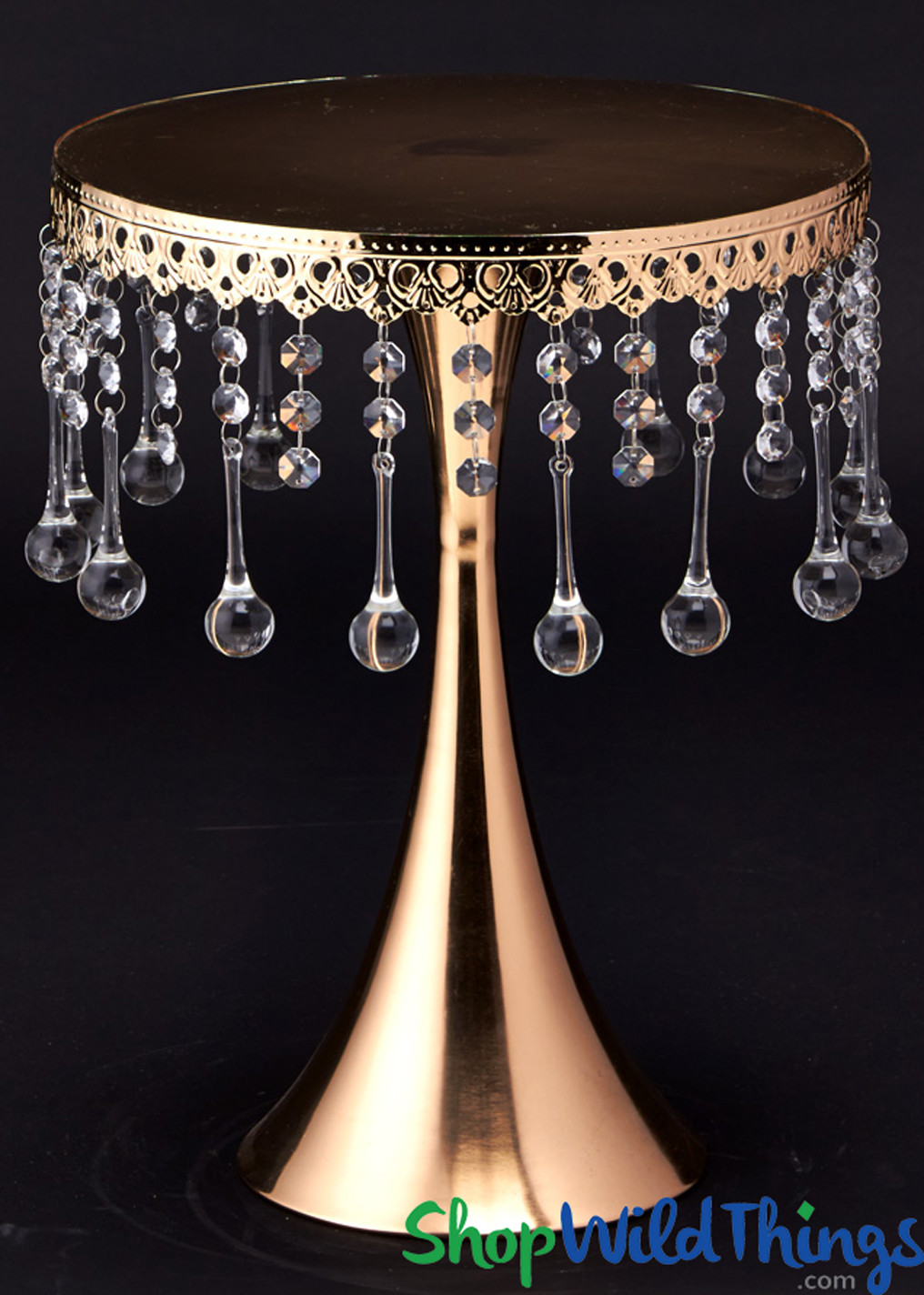 Gold Centerpiece Riser | 16 1/2" Tall Crystal & Metal Pedestal ...