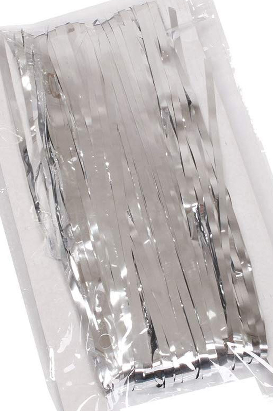 Metallic Silver Foil Fringe Curtain | 8' Tinsel Backdrop