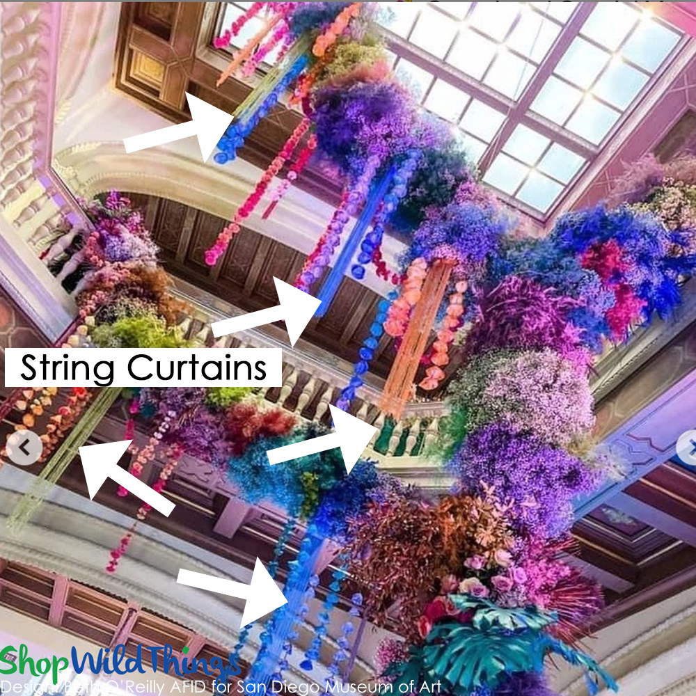 Black String Curtain with Metallic Silver Threads | 3'W x 6.5'L ...