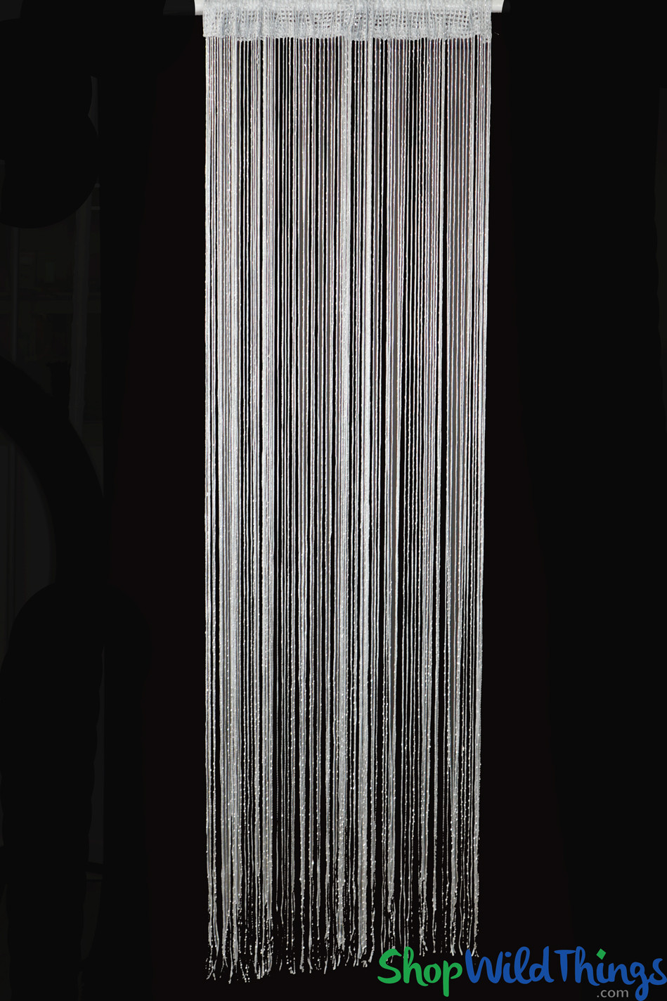 Silver Gray String Curtain with Metallic Silver Threads | 3'W x 6.5'L ...