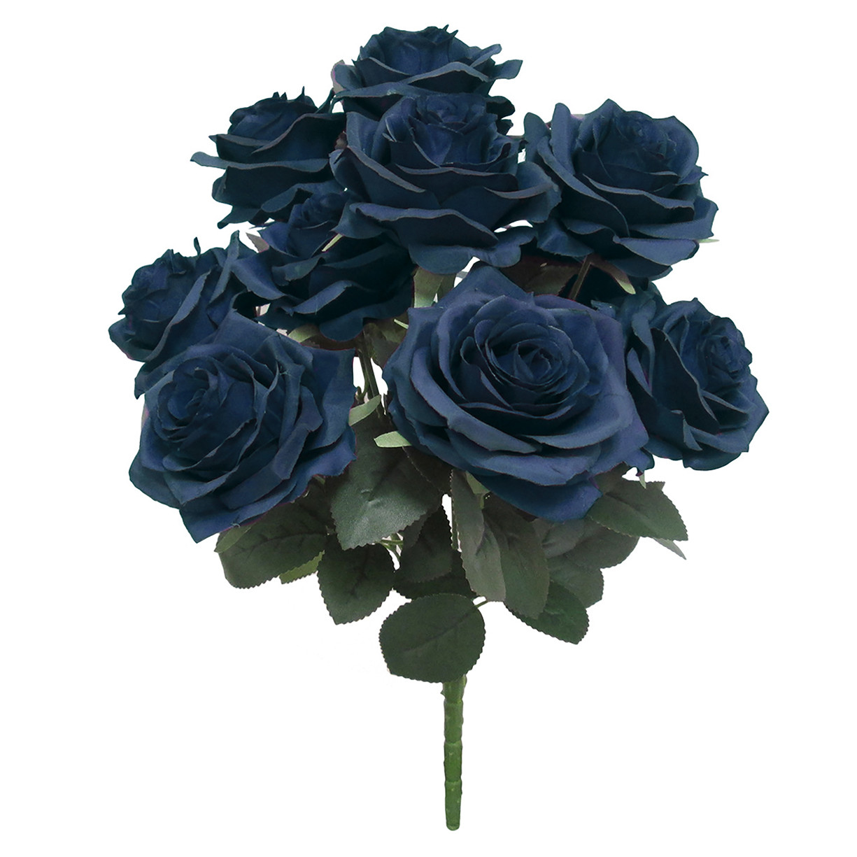 Faux Navy Blue Rose Bouquet, 10 Head Bush 17" Tall | ShopWildThings.com