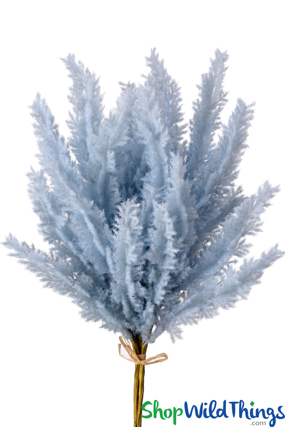 Artificial Flocked Pampas Grass Bundle 13" Ice Slate Blue Flower Spray ...