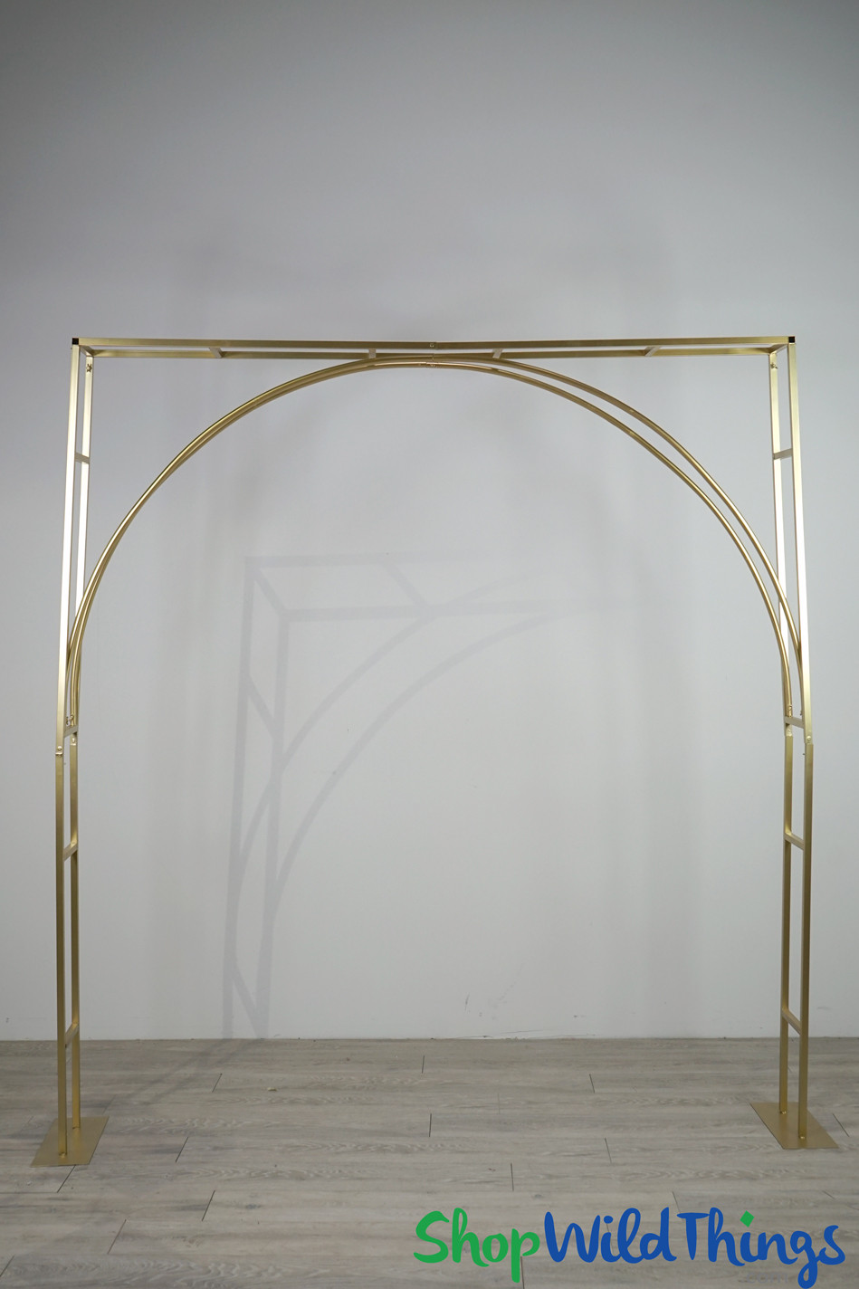 Double Backdrop Round and Square Gold Metal Arch - 7.5' H x 7.5 W ...