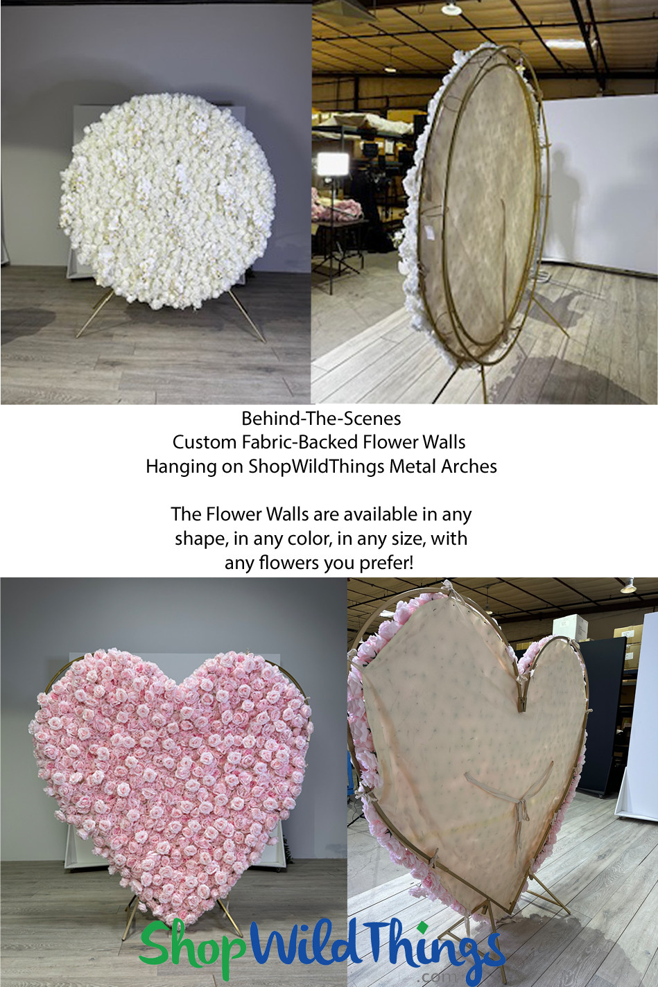Heart Shaped Pink Rose & Hydrangea Super Premium Flower Wall Kit on ...