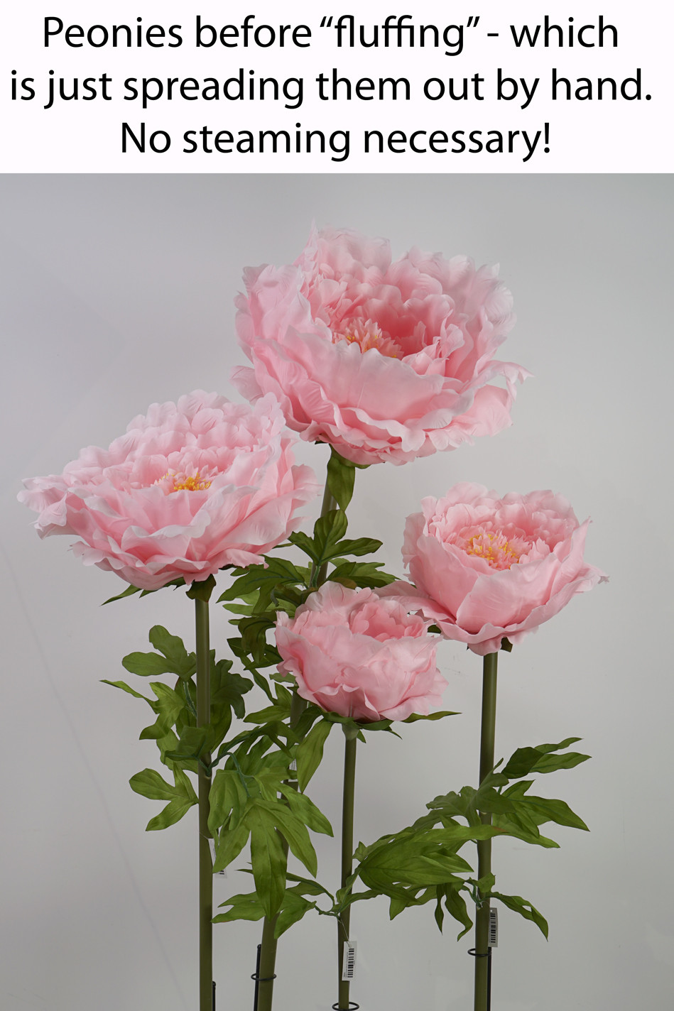 Huge Oversized Pink Silk Peony Flowers 60"H x 18"W | Removable Stem