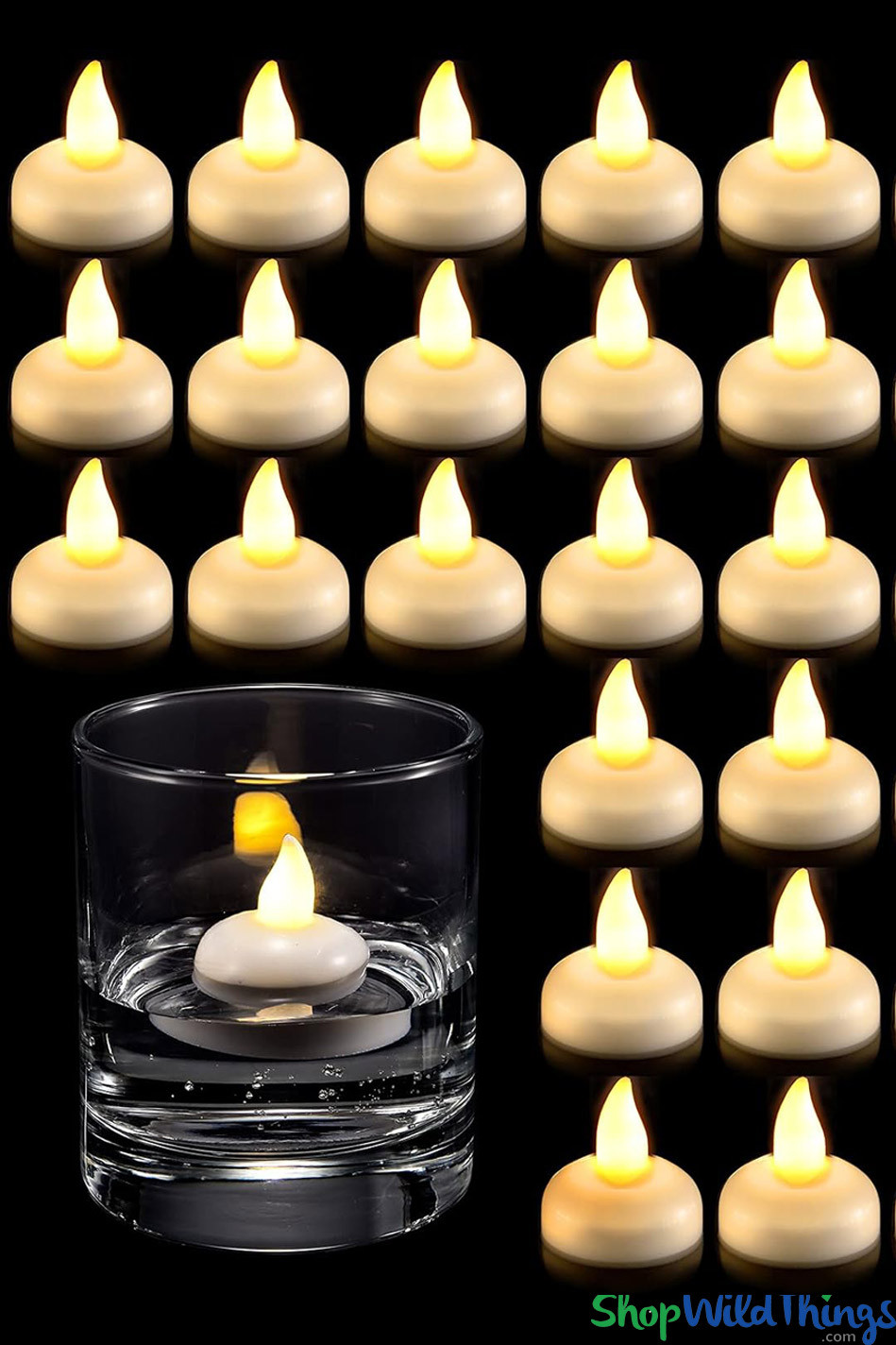24 Pack Flameless Floating Flickering LED Tea Light Candles - Warm ...