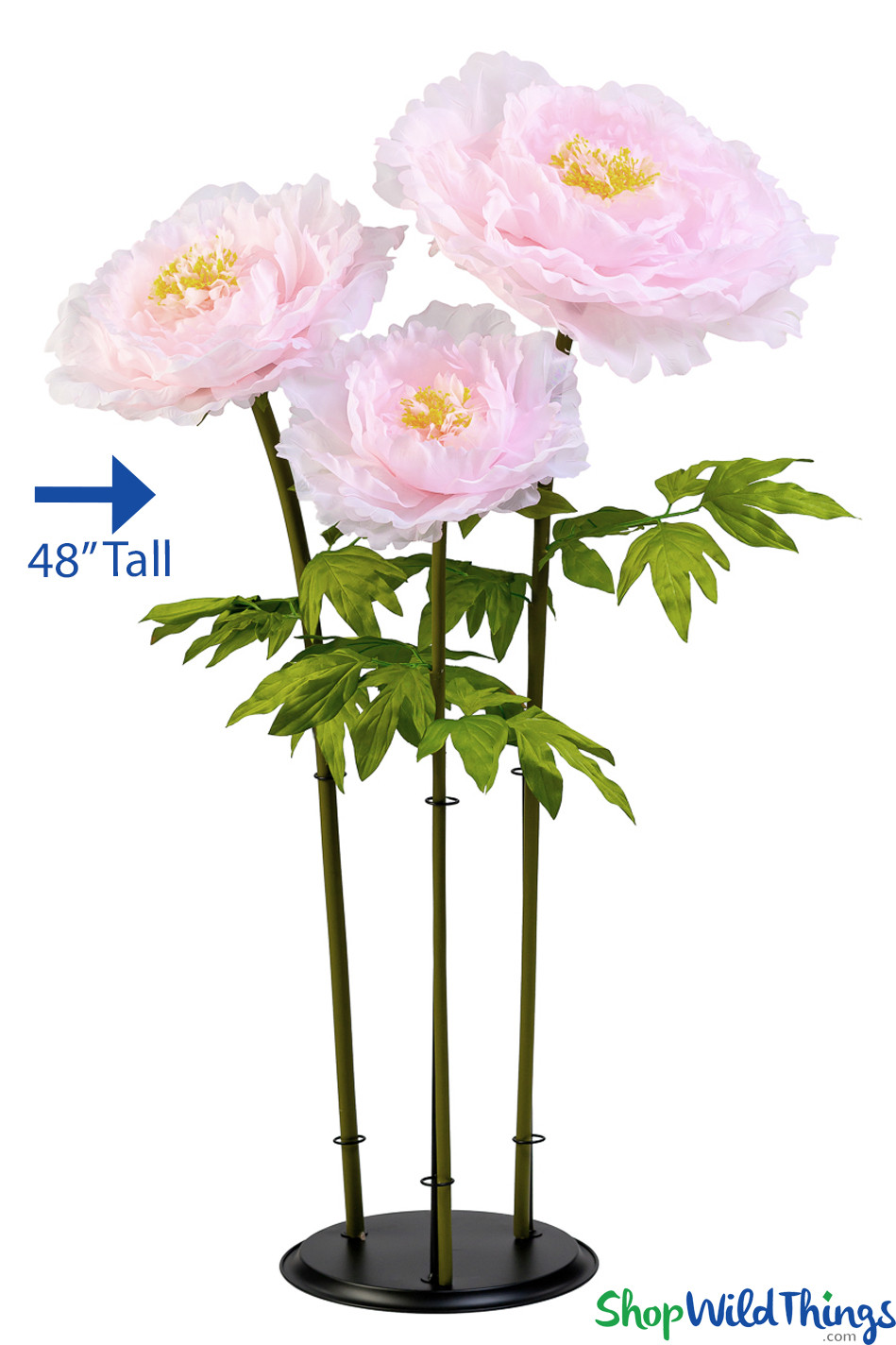Sheer Pink Artificial Peony Flowers 48"H x 14"W | ShopWildThings