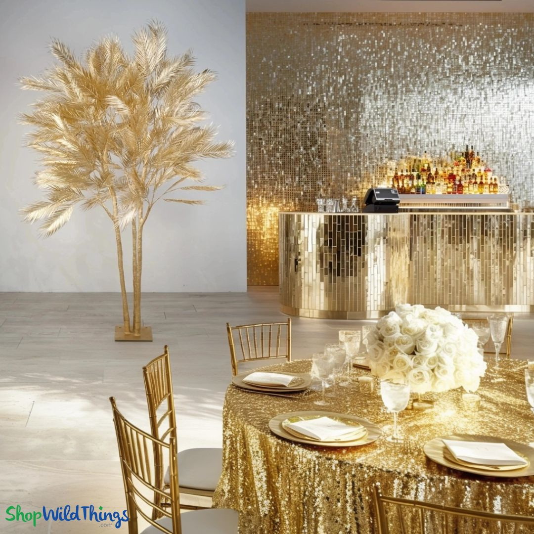 Metallic Gold Palm Tree "Modern Deco" 8' Tall with Interchangeable Branches
